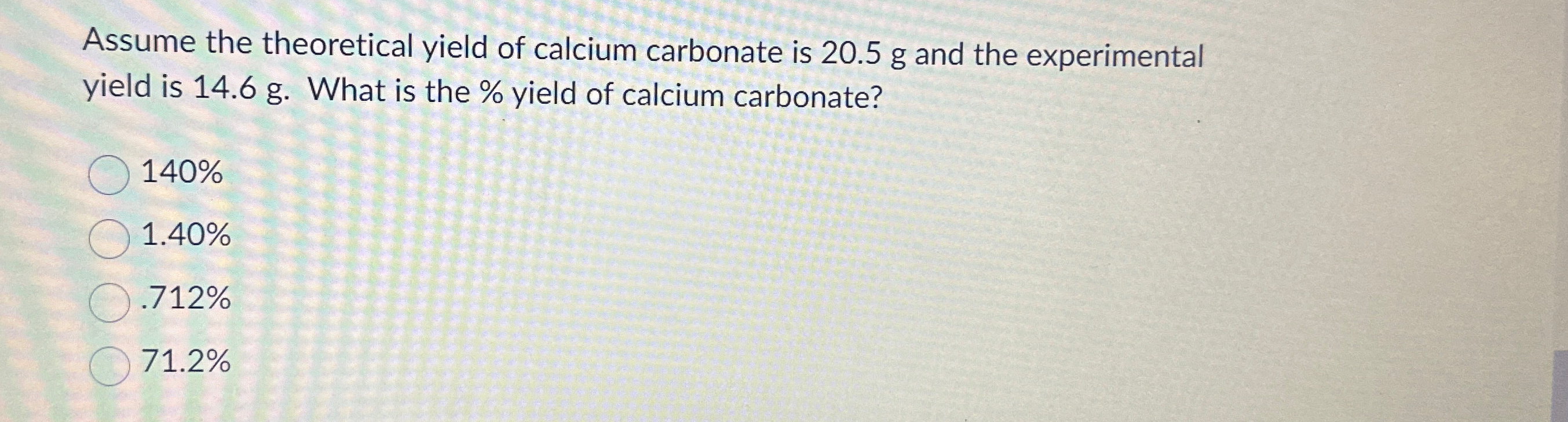Solved Assume the theoretical yield of calcium carbonate is | Chegg.com