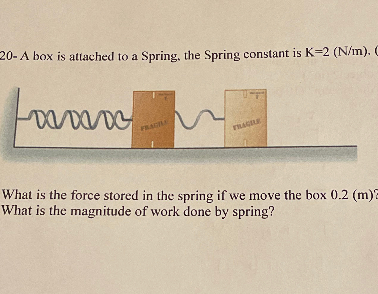 Solved 20- ﻿A box is attached to a Spring, the Spring | Chegg.com
