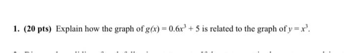 Solved 1. (20 pts) Explain how the graph of g(x)=0.6x3+5 is | Chegg.com
