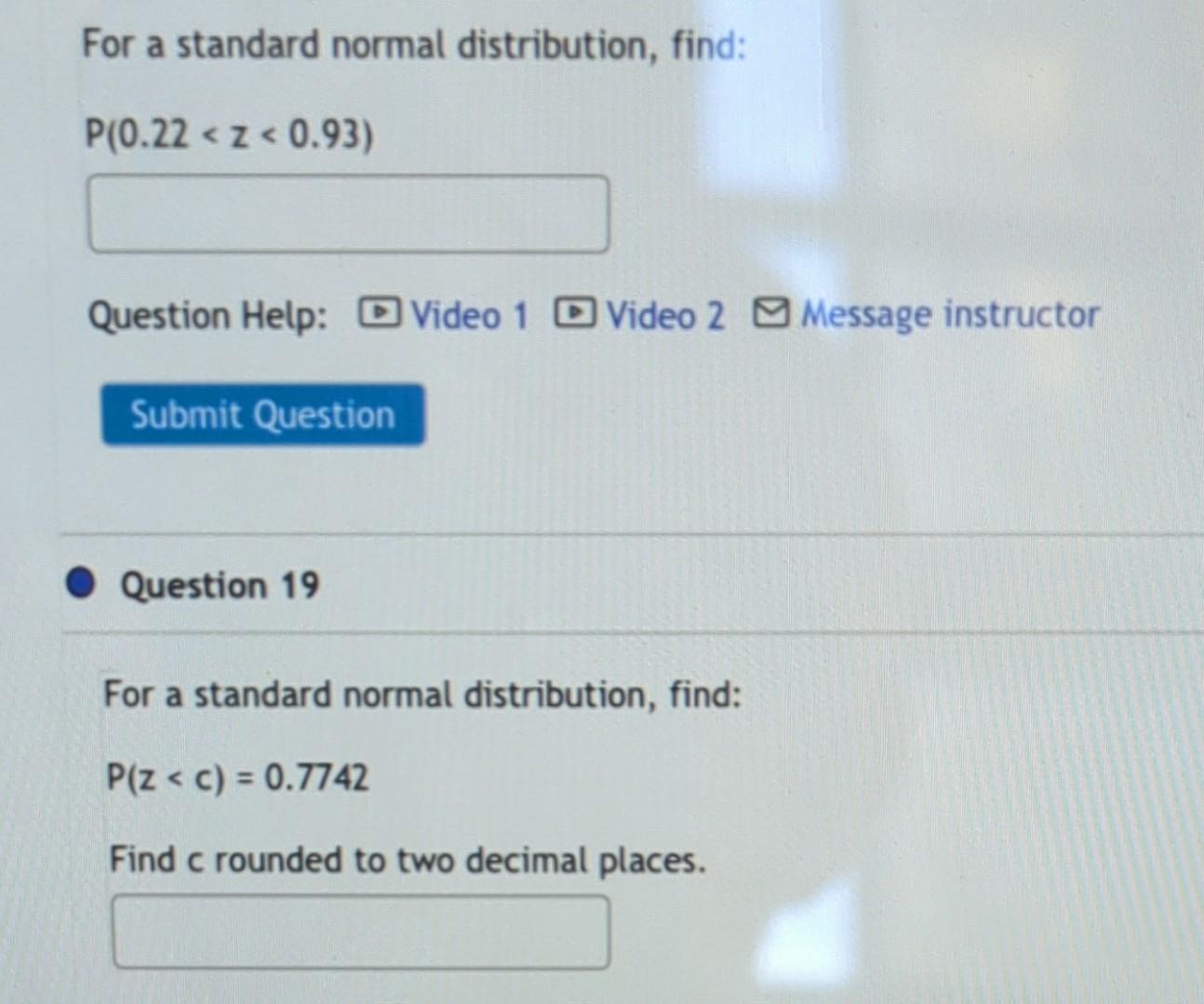 Solved For a standard normal distribution, find: P(0.22 | Chegg.com