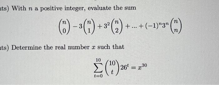 Solved ts) With n a positive integer, evaluate the sum | Chegg.com