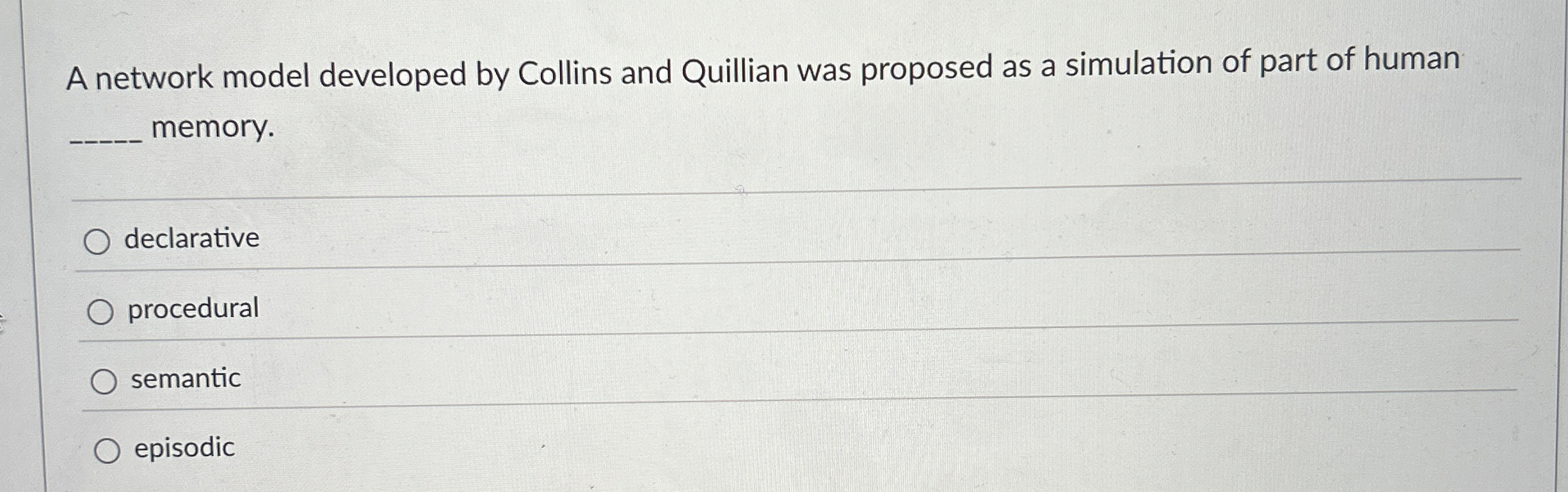 Solved A network model developed by Collins and Quillian was | Chegg.com
