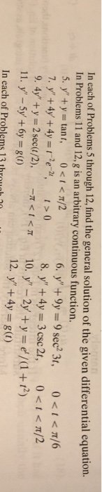 Solved In each of Problems 5 through 12, find the general | Chegg.com