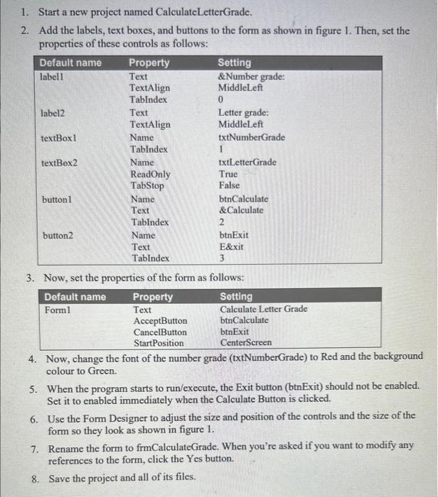 Solved 1. Start a new project named CalculateLetterGrade. 2. | Chegg.com
