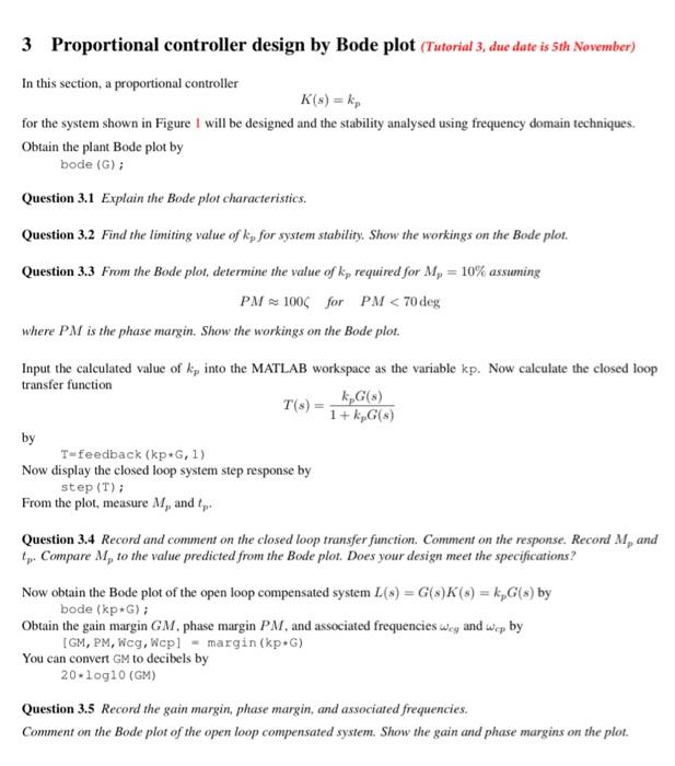 3 Proportional controller design by Bode plot | Chegg.com