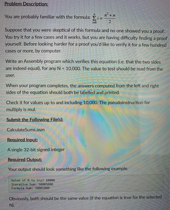 Solved Problem Description: You are probably familiar with | Chegg.com