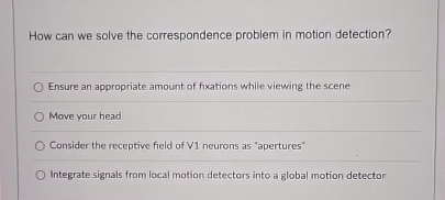Solved How can we solve the correspondence problem in motion | Chegg.com