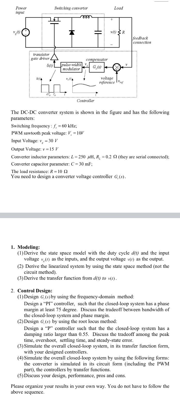Solved The DC-DC converter system is shown in the figure and | Chegg.com