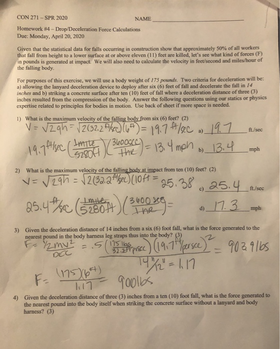Solved CON 271 - SPR 2020 NAME Homework #4 - | Chegg.com