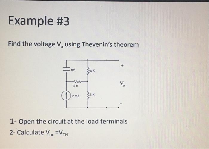 Solved Example #1 Find the voltage V, using Thevenin's | Chegg.com