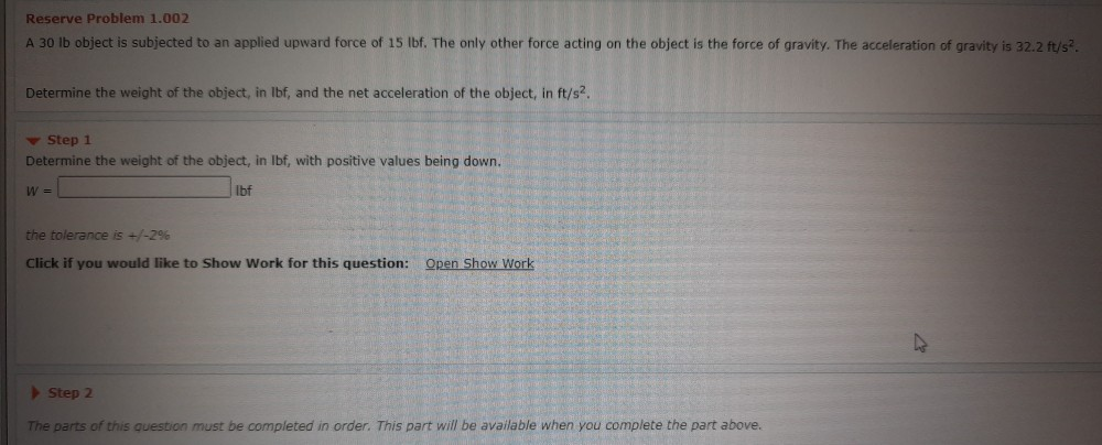 Solved Reserve Problem 1.002 A 30 lb object is subjected to | Chegg.com