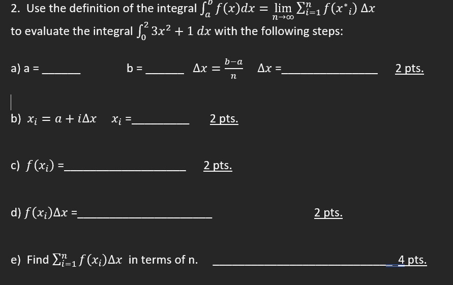 Solved Use the definition of the integral | Chegg.com