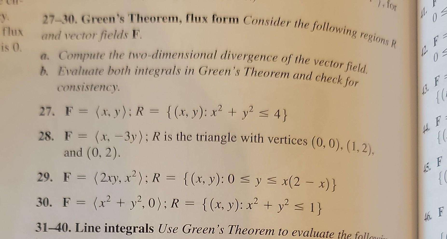 Solved 27-30. Green's Theorem, flux form Consider the | Chegg.com