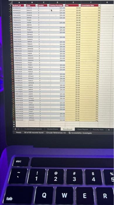 Solved On the Enrollment worksheet, insert a table from | Chegg.com