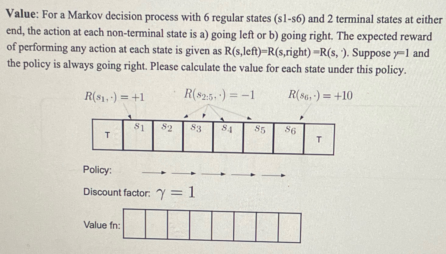 Solved Value: For a Markov decision process with 6 ﻿regular | Chegg.com