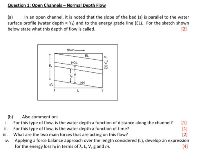 Solved (a) In an open channel, it is noted that the slope of | Chegg.com
