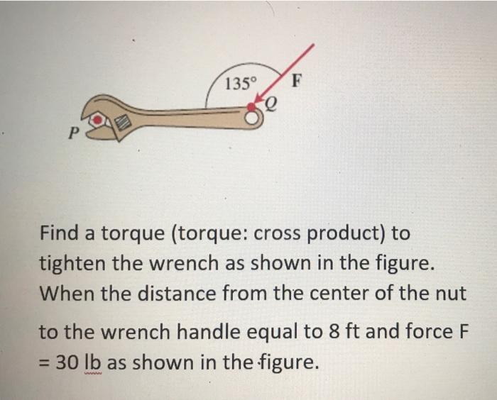 Solved 135° F Р Figure 3: ภาพสำหรับปัญหาข้อ 7. Find a torque | Chegg.com