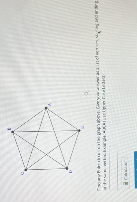 Solved Find any Euler circuit on the graph above. Give your | Chegg.com