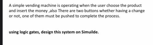 Solved A simple vending machine is operating when the user | Chegg.com