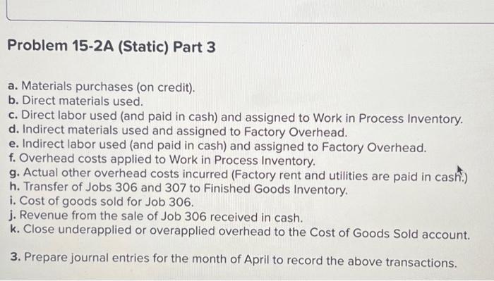 Problem 15-2A (Static) Computing and recording job | Chegg.com