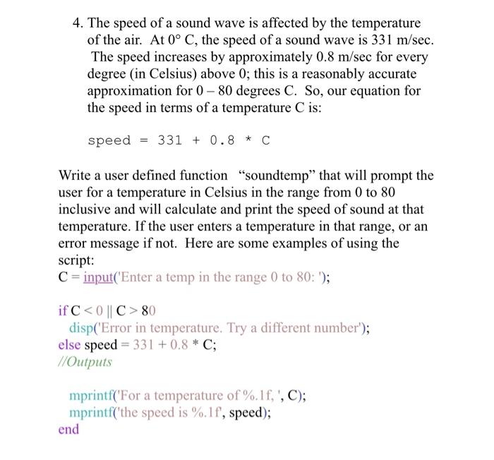 Solved 4. The speed of a sound wave is affected by the | Chegg.com