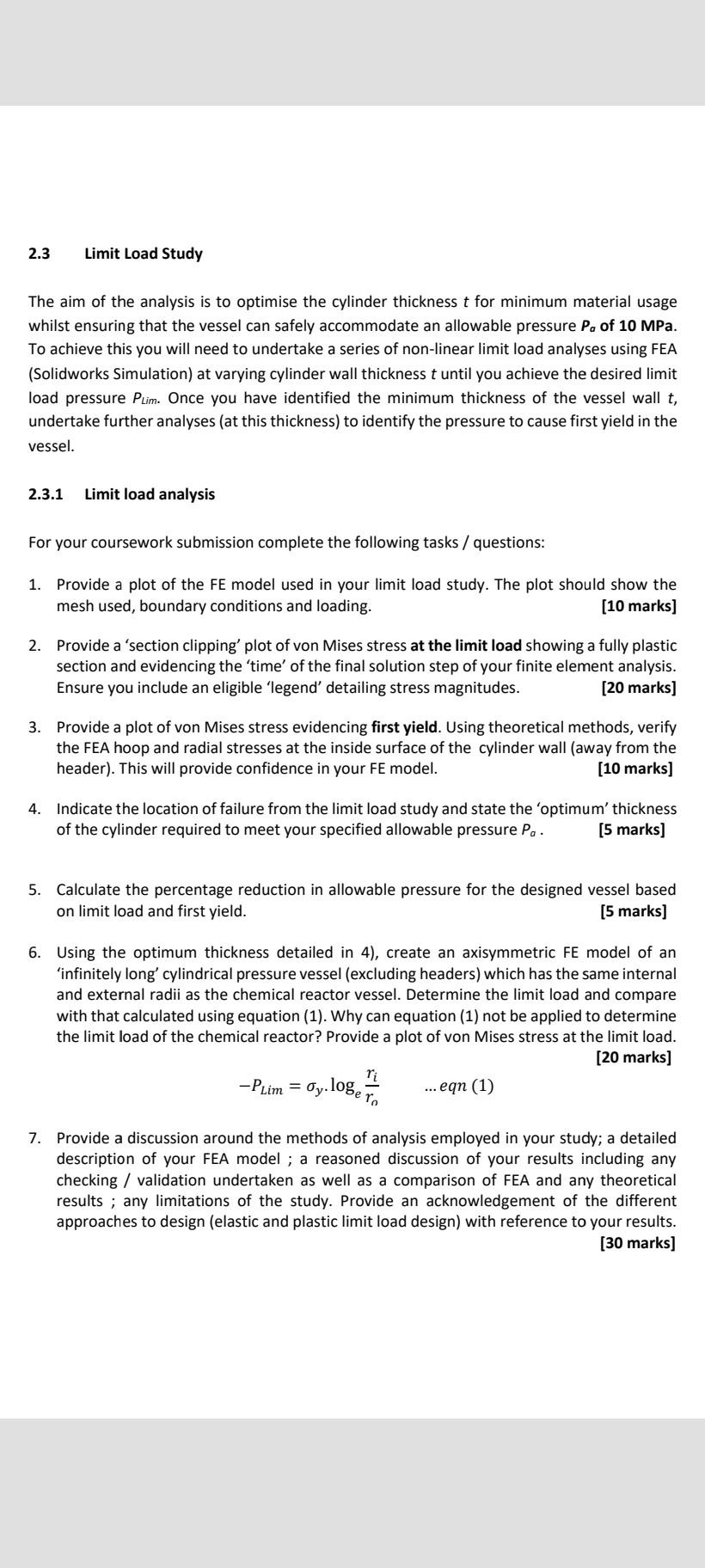 1 Introduction 1.1 Limit Load Analysis ‘Limit load | Chegg.com