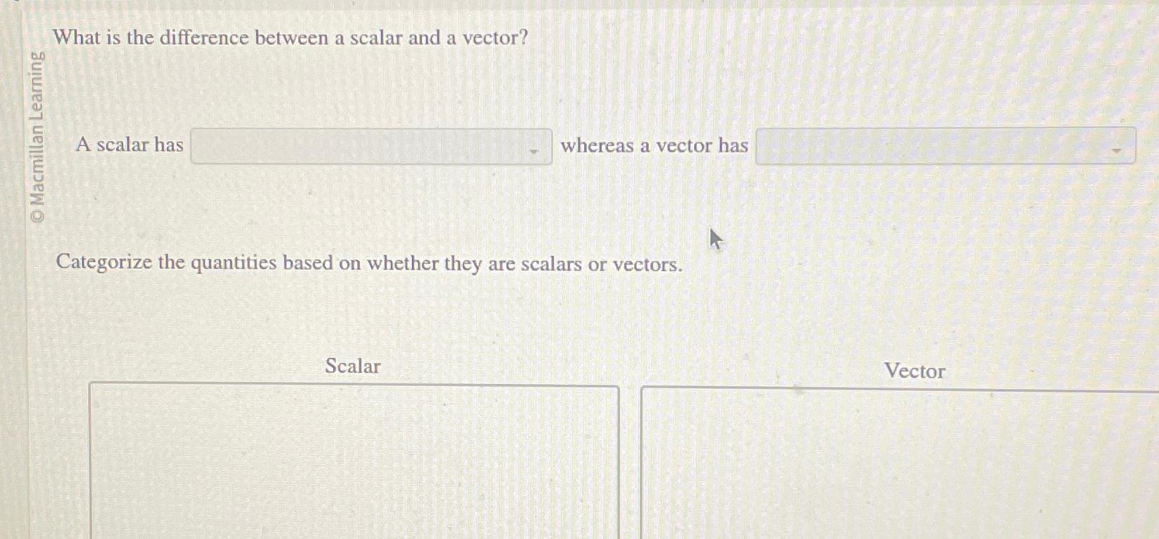 Solved What is the difference between a scalar and a | Chegg.com