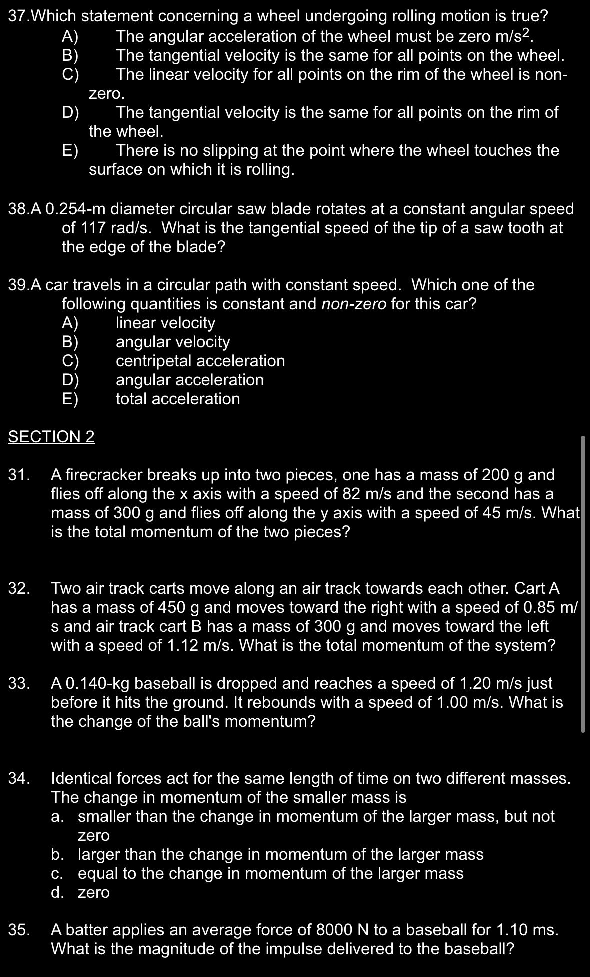 Solved Which statement concerning a wheel undergoing rolling | Chegg.com