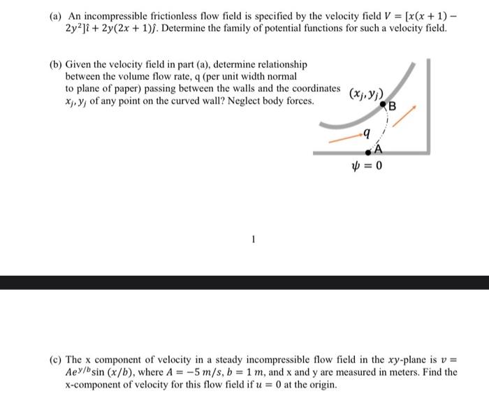 Solved (a) An incompressible frictionless flow field is | Chegg.com