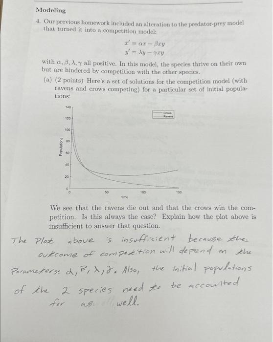 Solved (b) (2 points) The phase portrait for the system is | Chegg.com