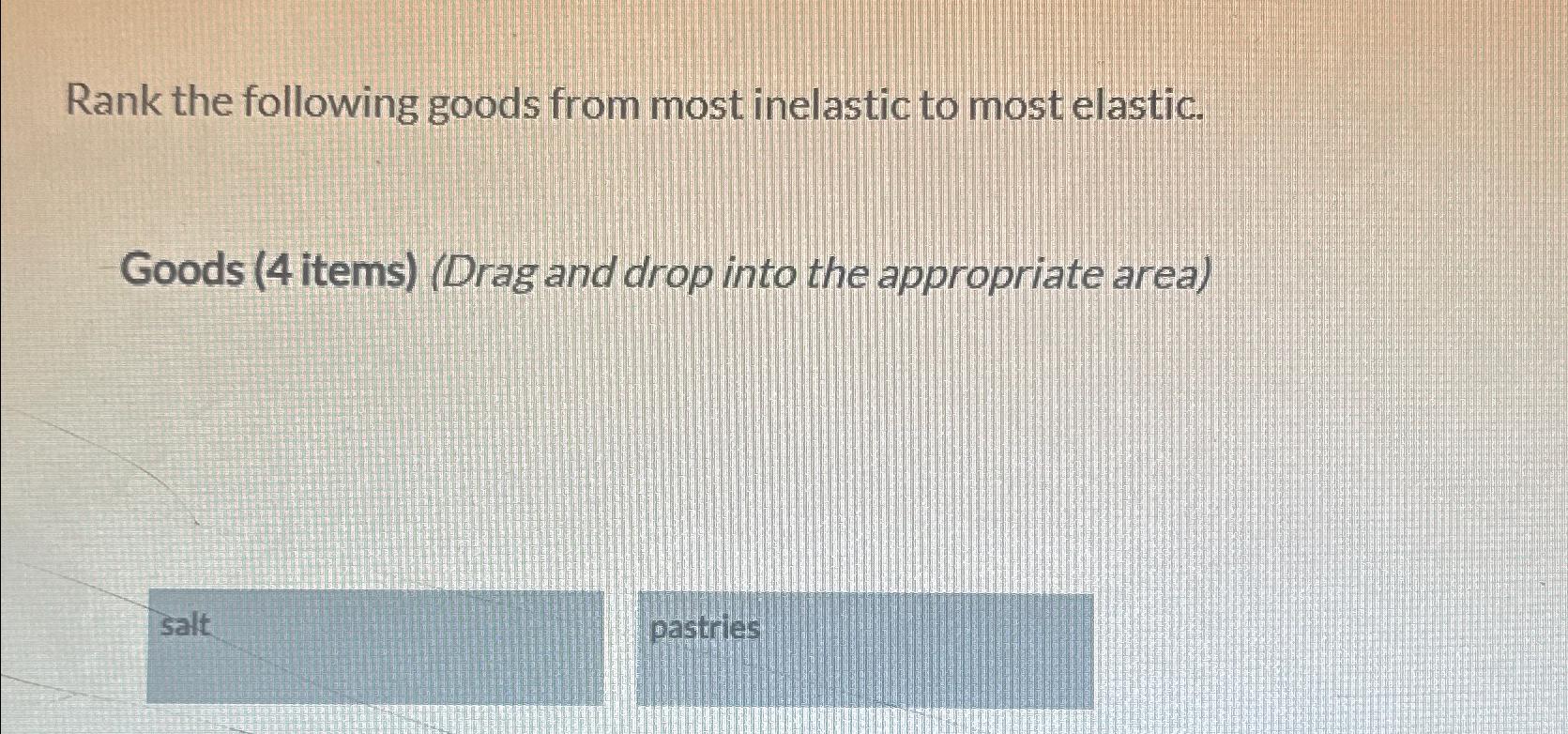 Solved Rank the following goods from most inelastic to most | Chegg.com
