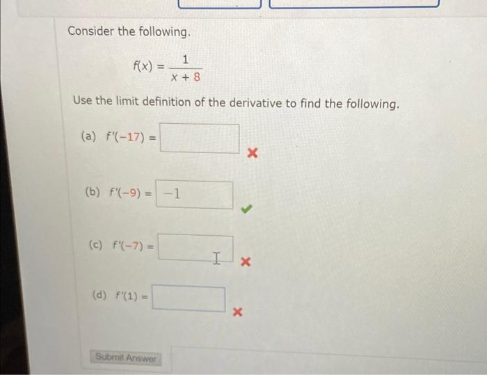 Solved Consider the following. f(x)=x+81 Use the limit | Chegg.com