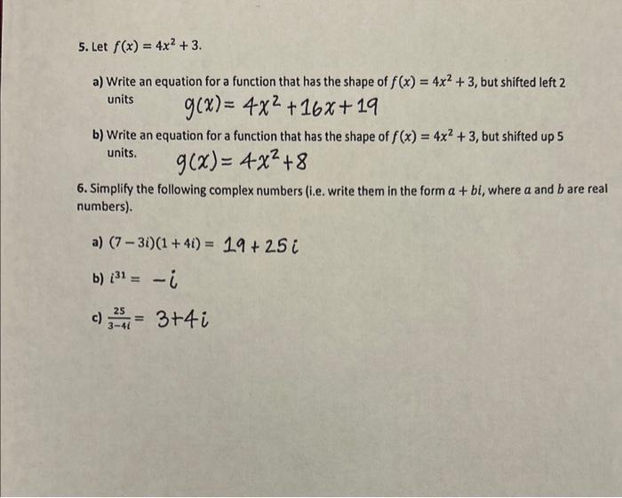 Solved 5 Let F X 4x2 3 A Write An Equation For A