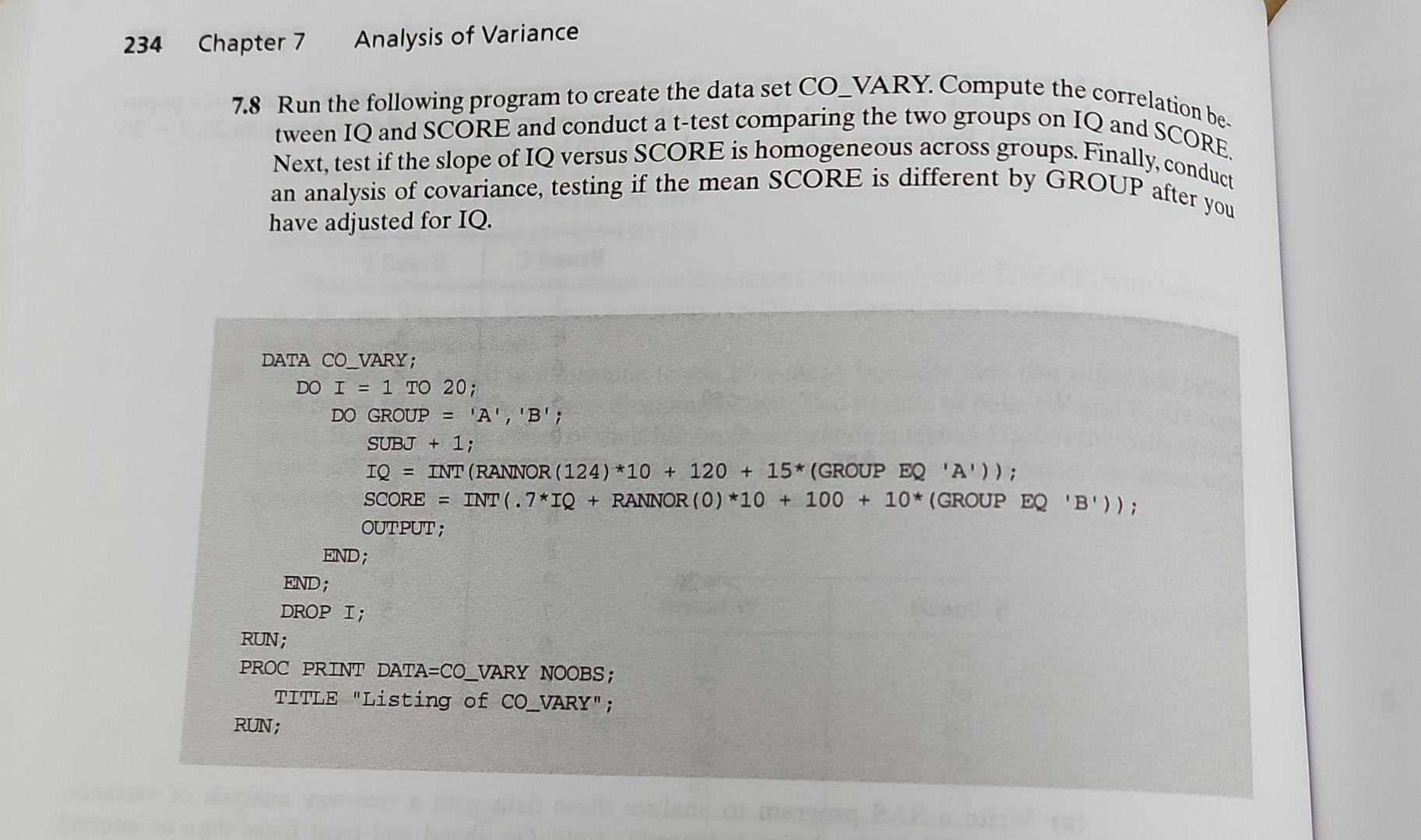 Solved 7.8 Run the following program to create the data set | Chegg.com