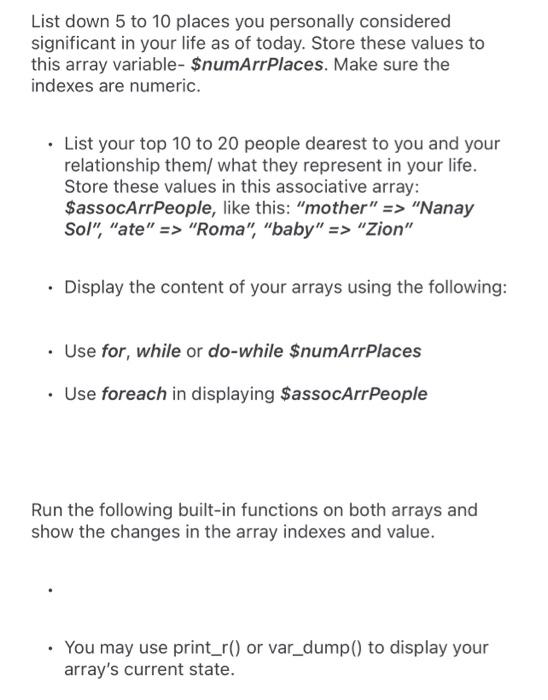 Solved List down 5 to 10 places you personally considered | Chegg.com