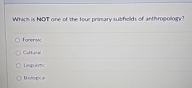 Solved Which is NOT one of the four primary subfields of | Chegg.com