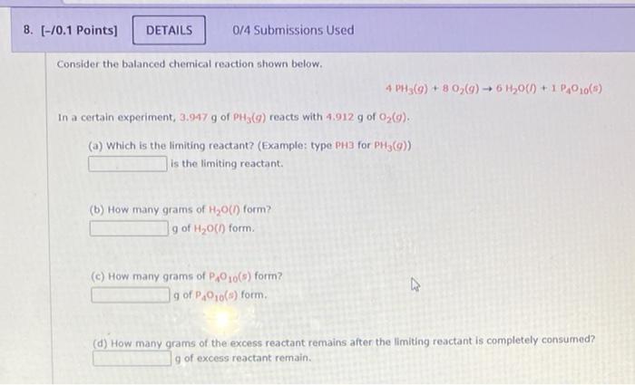 Solved Consider the balanced chemical reaction shown below. | Chegg.com