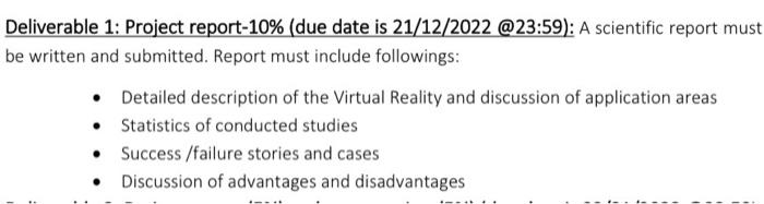Solved Deliverable 1: Project report-10\% (due date is | Chegg.com