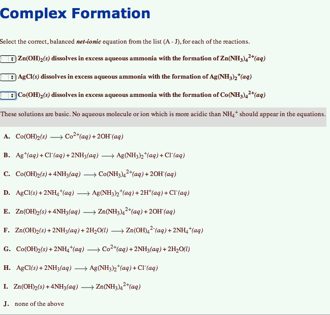 Solved Select the correct, balanced net-ionic equation from | Chegg.com