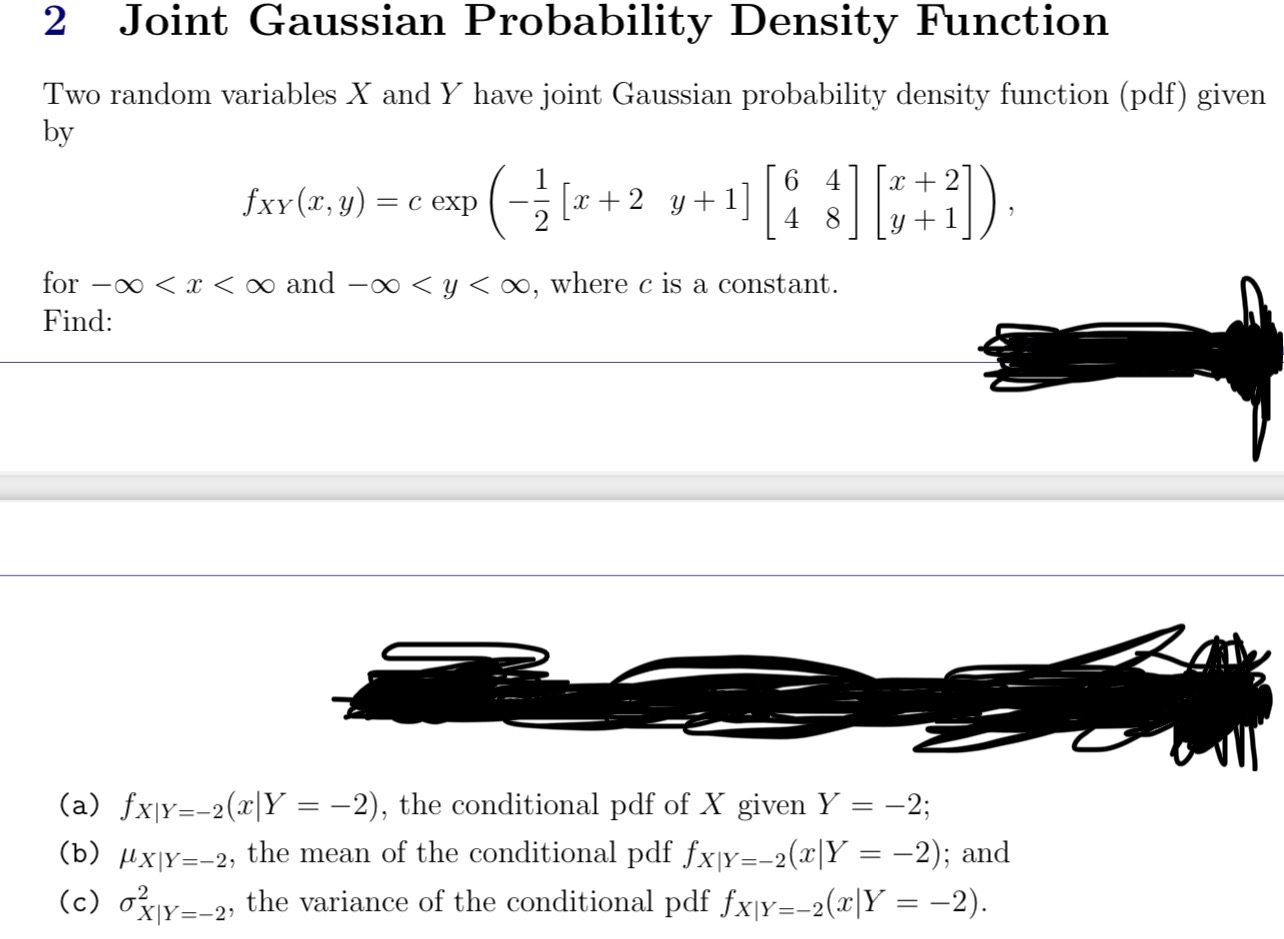 Solved 2 ﻿Joint Gaussian Probability Density FunctionTwo | Chegg.com