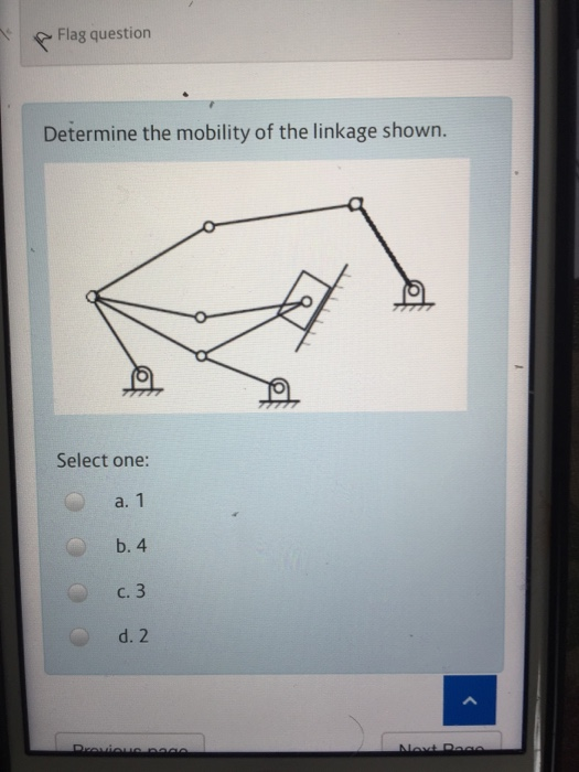 Solved 1 Flag question Determine the mobility of the linkage | Chegg.com