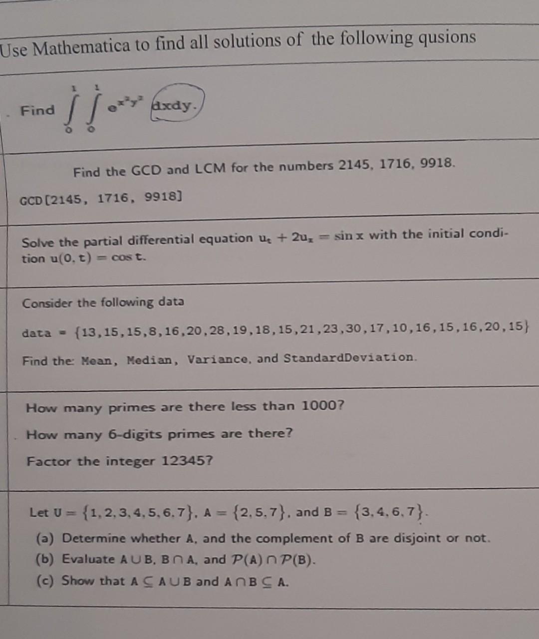 Solved Use Mathematica to find all solutions of the | Chegg.com