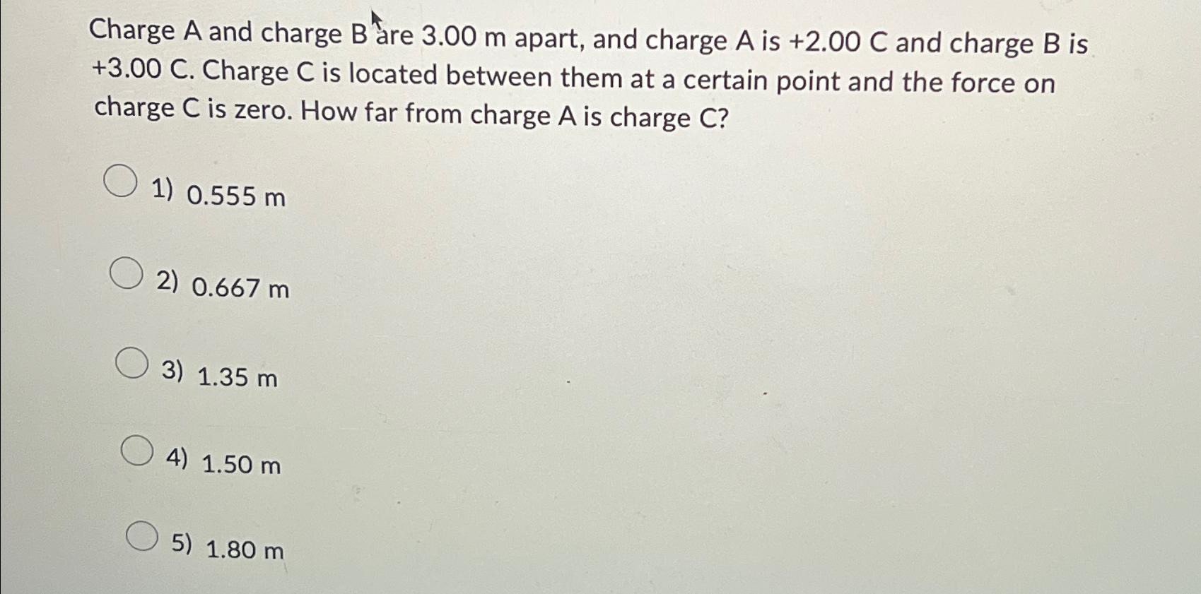 Solved Charge A and charge B are 3.00m apart, and charge A | Chegg.com