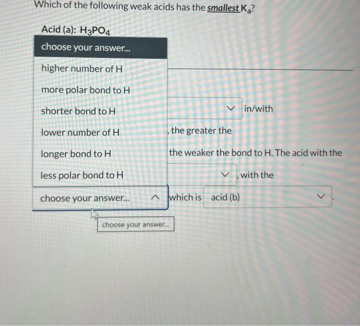 Solved Which of the following weak acids would cause the | Chegg.com