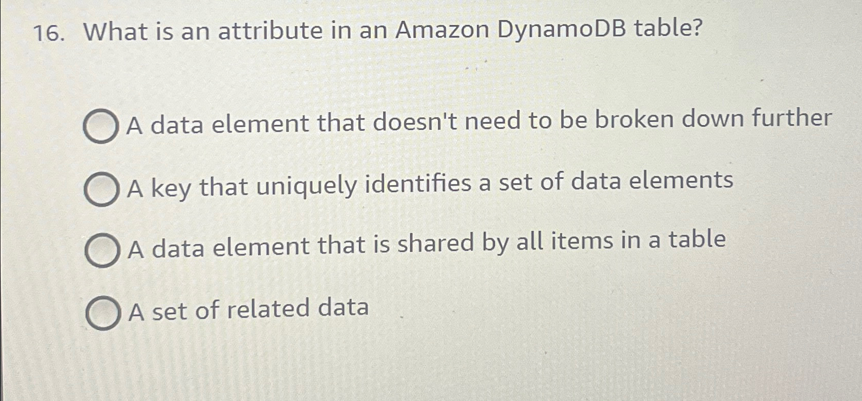 What is an attribute in an Amazon DynamoDB table?A | Chegg.com