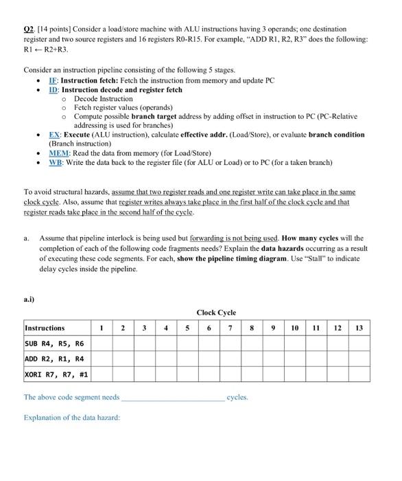 Solved R1←R2+R3. Consider an instruction pipeline | Chegg.com