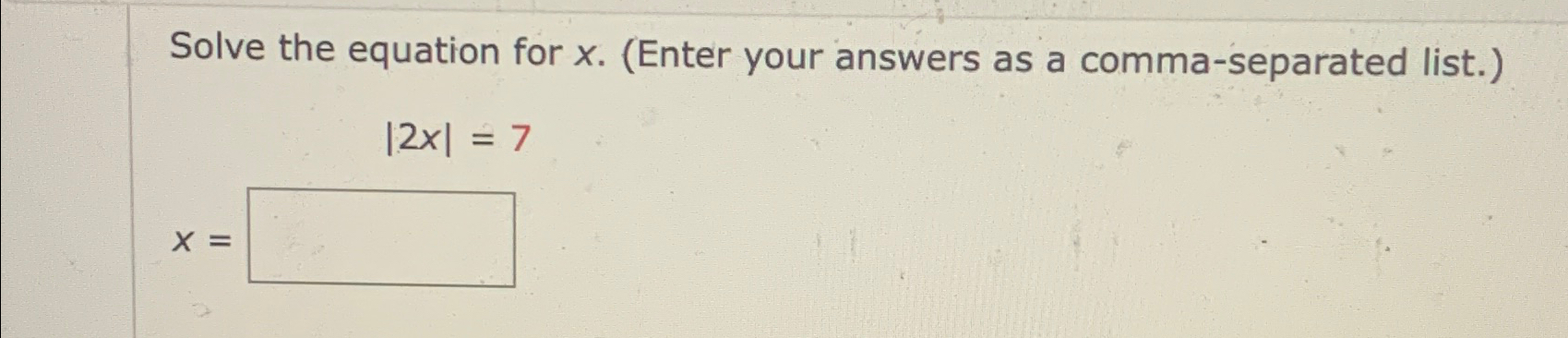 Solved Solve the equation for x. (Enter your answers as a | Chegg.com