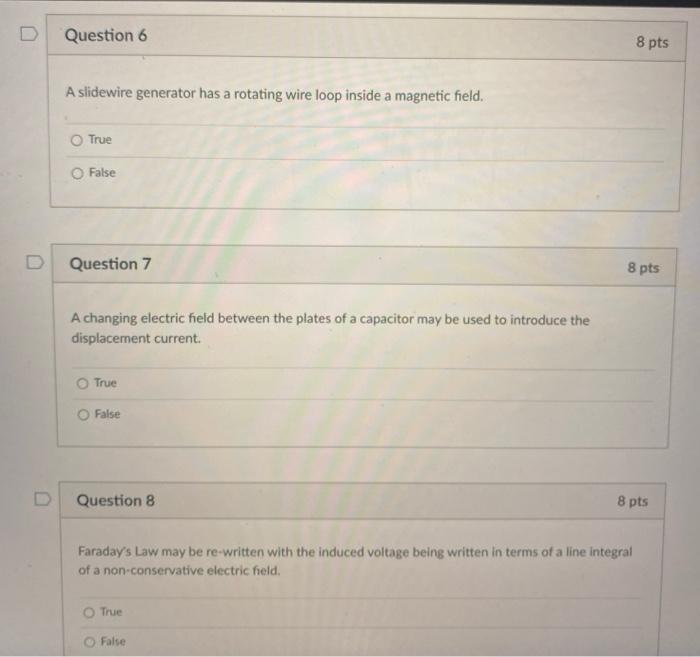 Solved Question 6 8 pts A slidewire generator has a rotating | Chegg.com