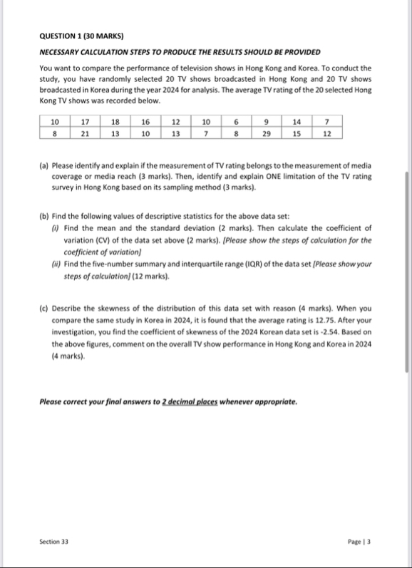 Solved QUESTION 1 (30 ﻿MARKS)NECESSARY CALCULATION STEPS TO | Chegg.com