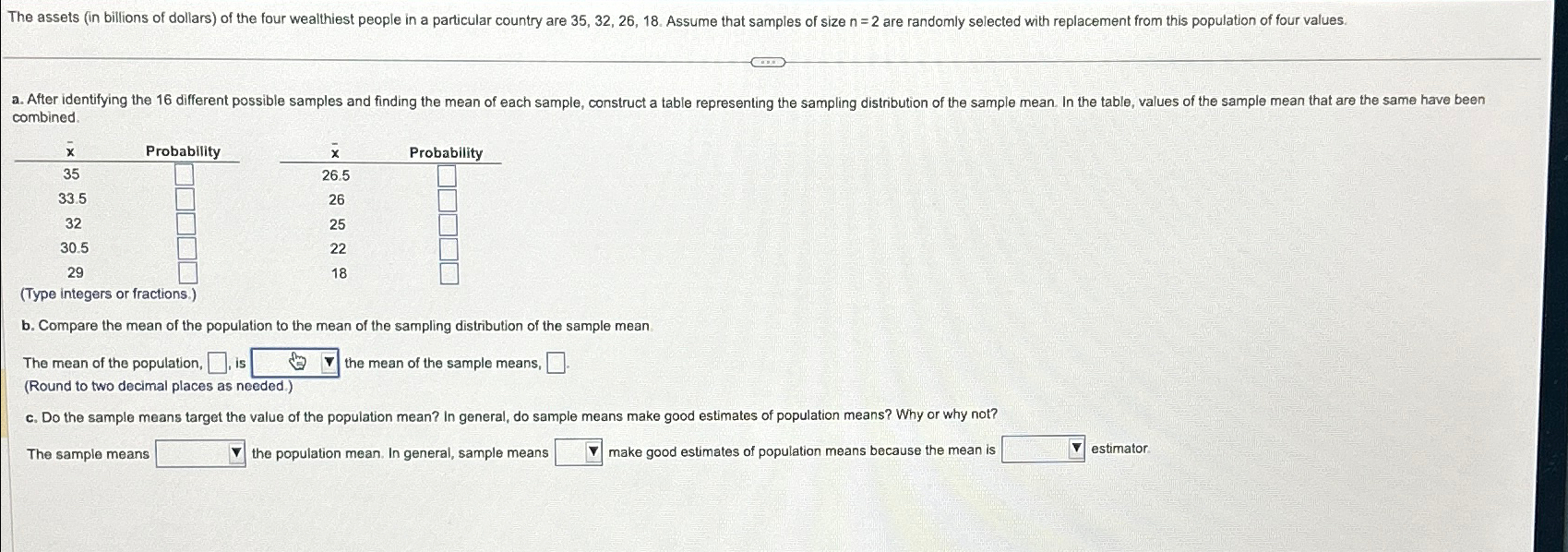Solved combined.\table[[x‾,Probability,x‾,Probability],[35,, | Chegg.com